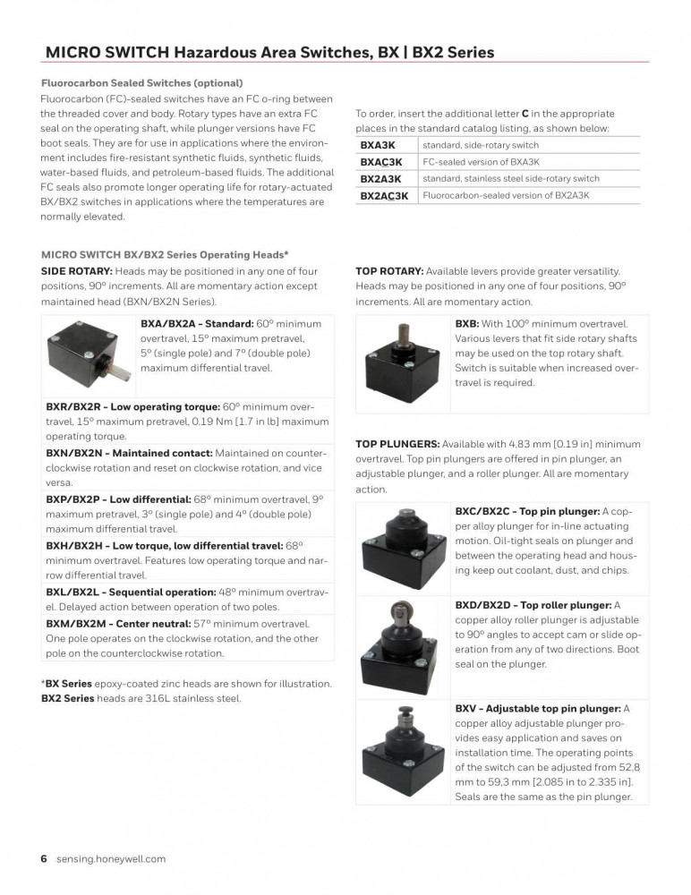 Honeywell BX/BX2 datasheet page 6