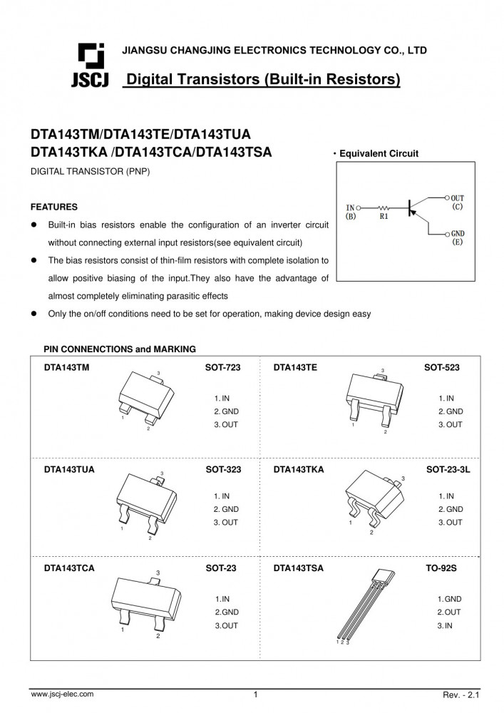 DTA143TUA datasheet page 1