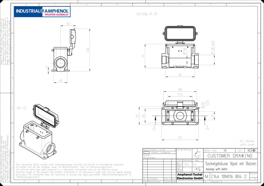 Amphenol C14610N0168042 customer drawing