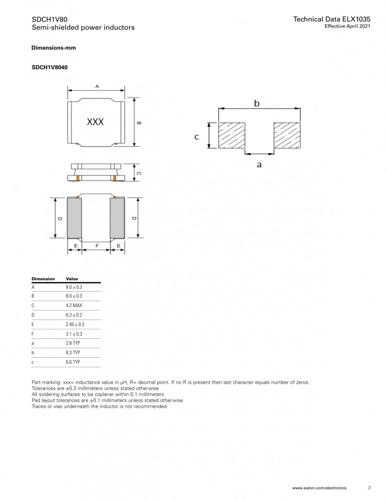 SDCH1V8040 datasheet page 3