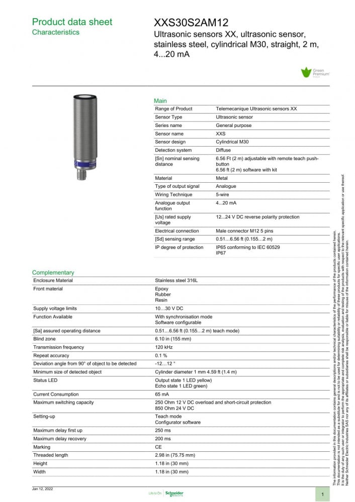 XXS30S2AM12 technical document page 1