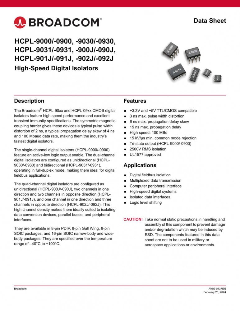 HCPL-0930 datasheet page 1