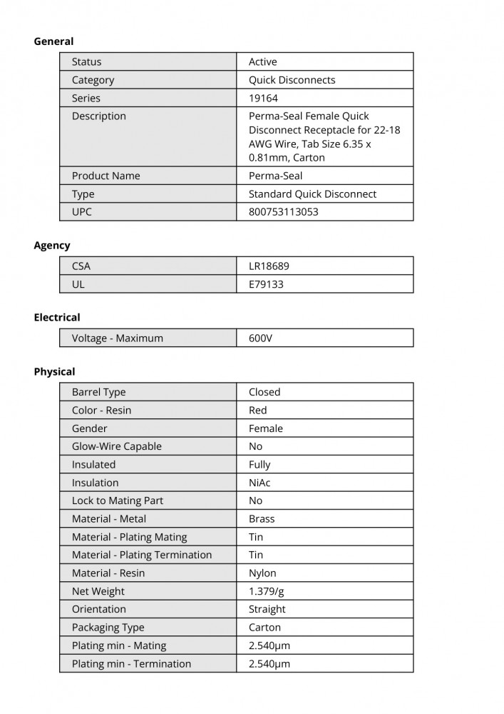 MOLEX 191640017 technical document page 2