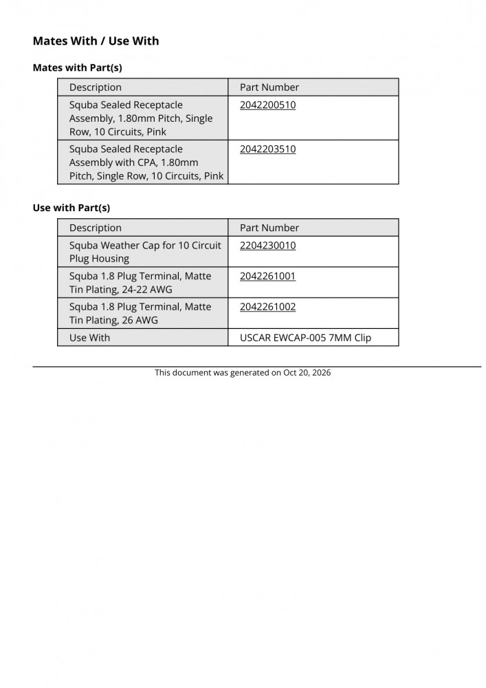 Technical document image 3 for MOLEX 2042233510