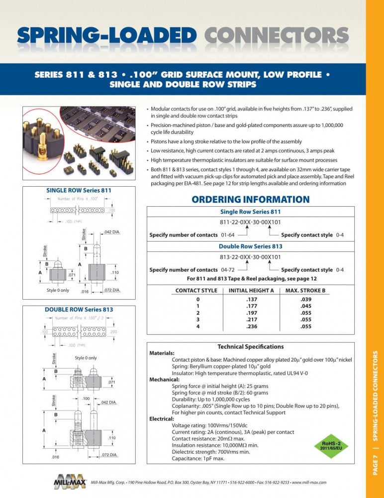 Mill-Max Series 813 product documentation preview