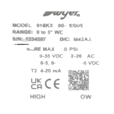 Dwyer 616KX-200-212-MM Differential Pressure Transmitter