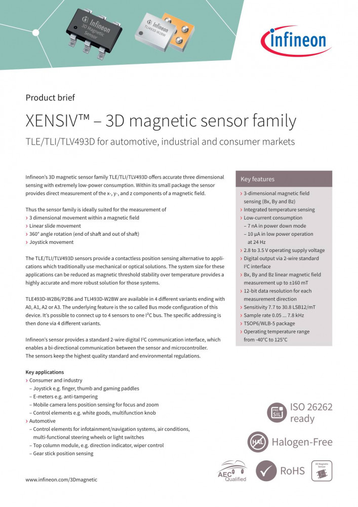 Infineon XENSIV 3D magnetic sensor product brief page 1