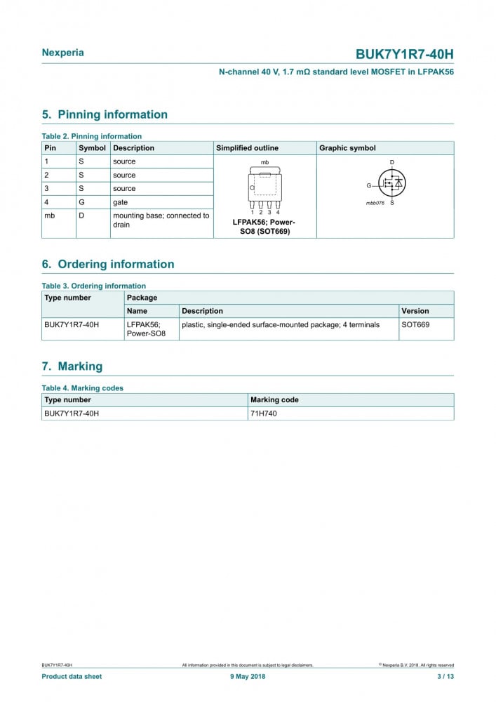 BUK7Y1R7-40HX datasheet page 3