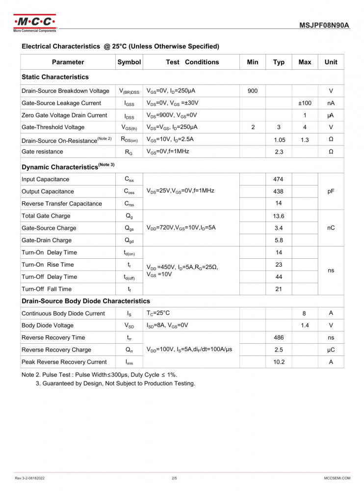 MSJPF08N90A-BP datasheet page 2