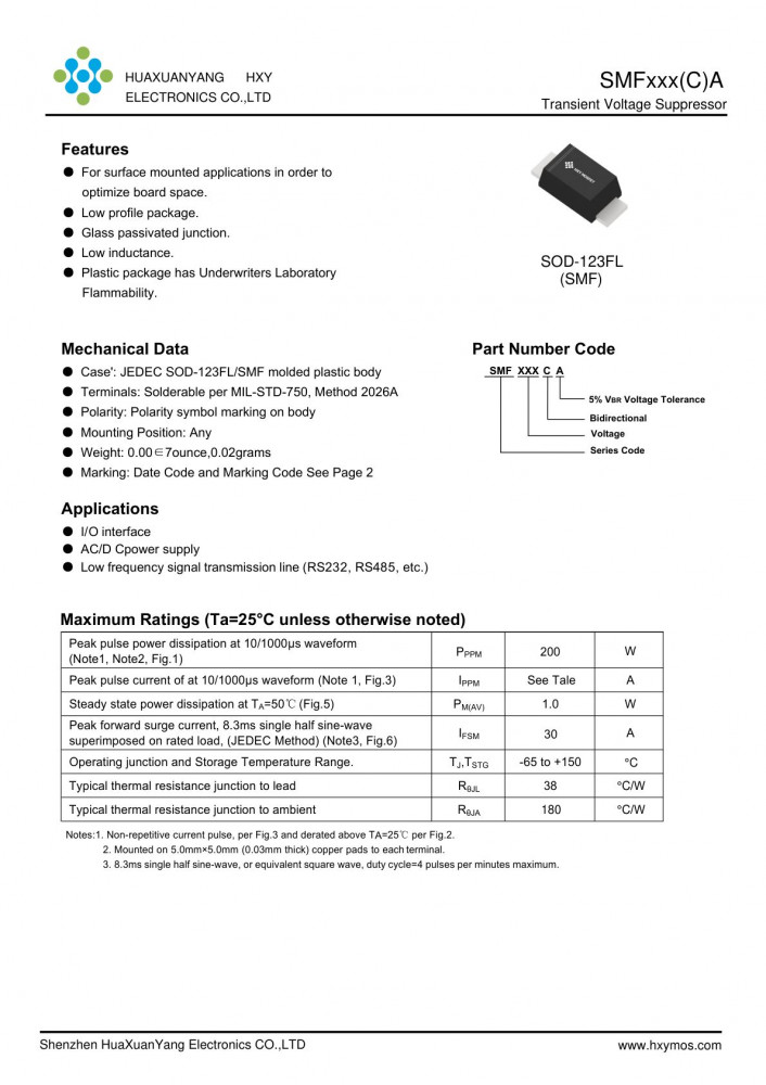 SMF24A datasheet page 1