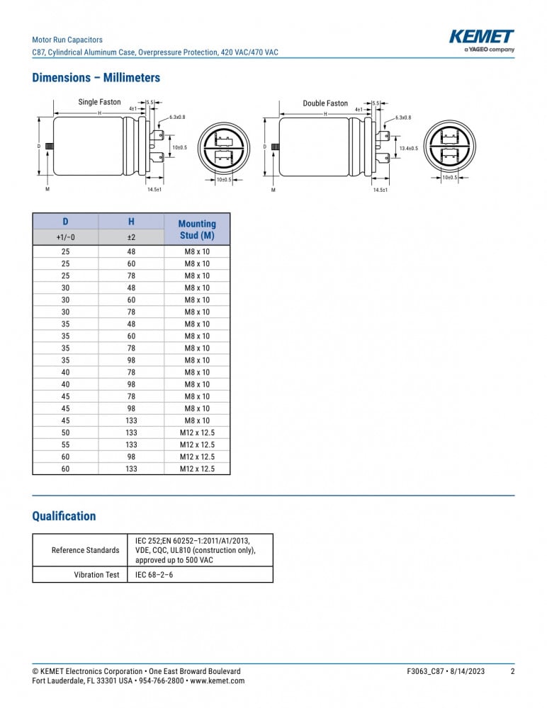 KEMET C87 datasheet page 2