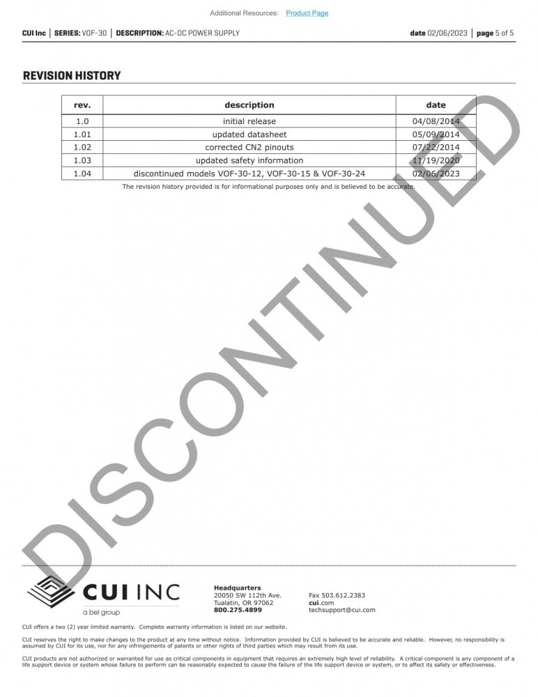 VOF-30-15 datasheet page 5