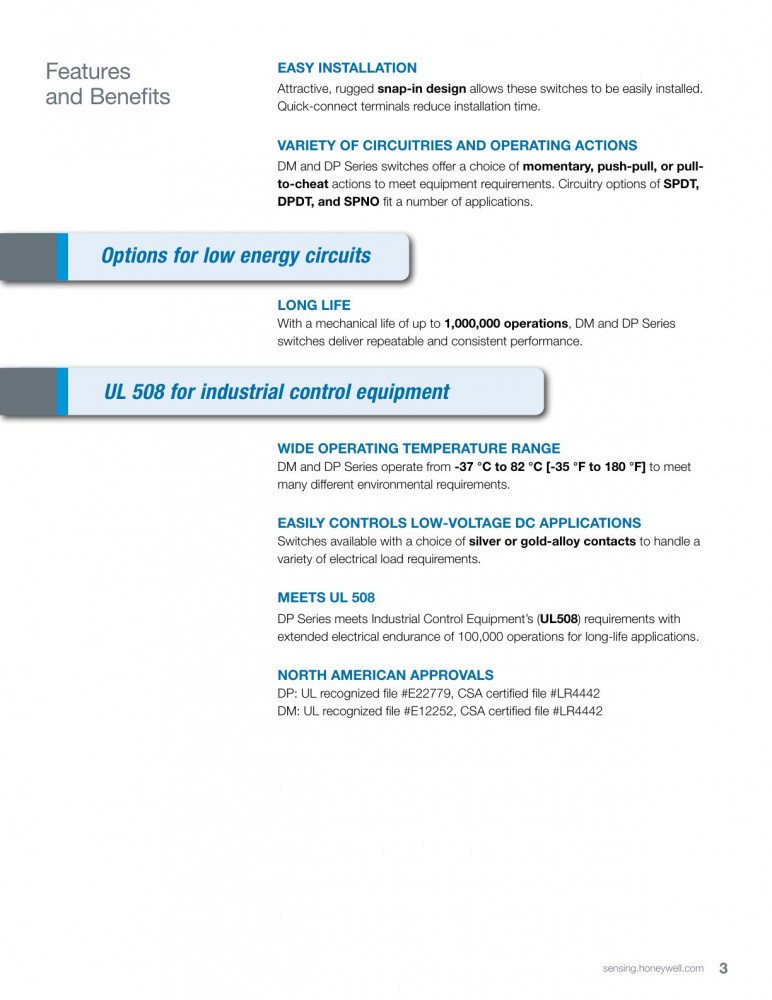 Honeywell DM DP Series document page 3