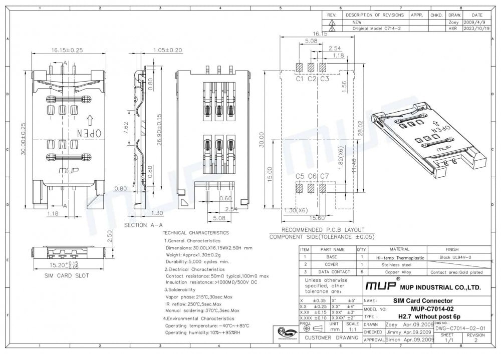 MUP C7014-02 technical document preview