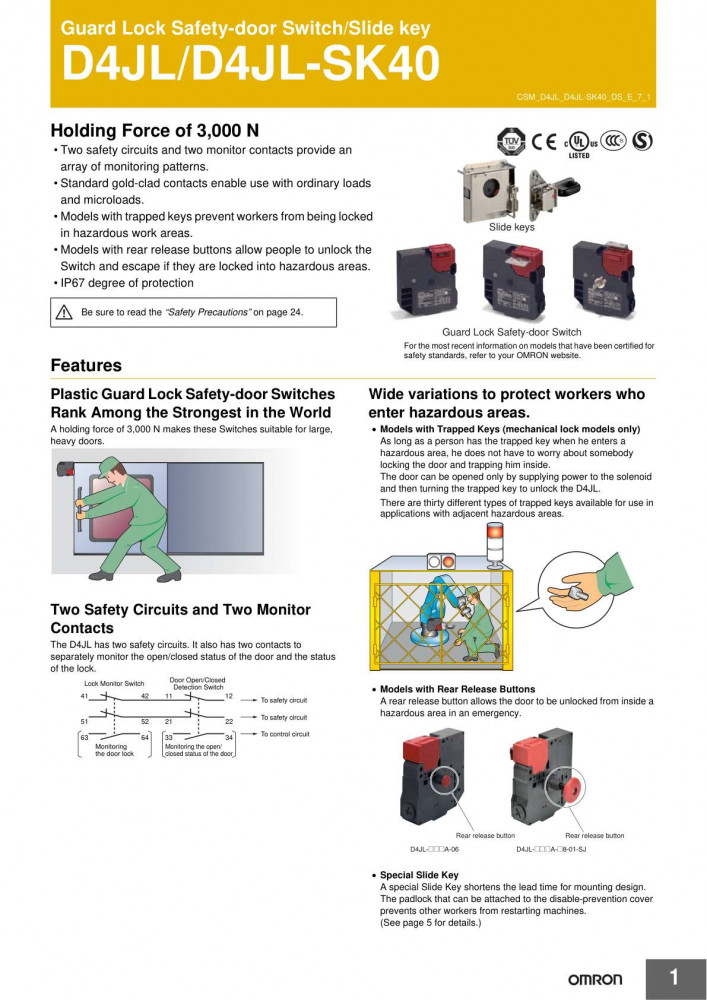 OMRON D4JL datasheet page 1