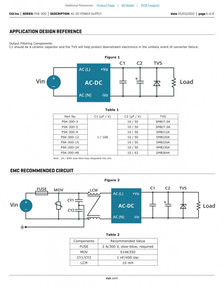 CUI PSK-30D series datasheet page 6