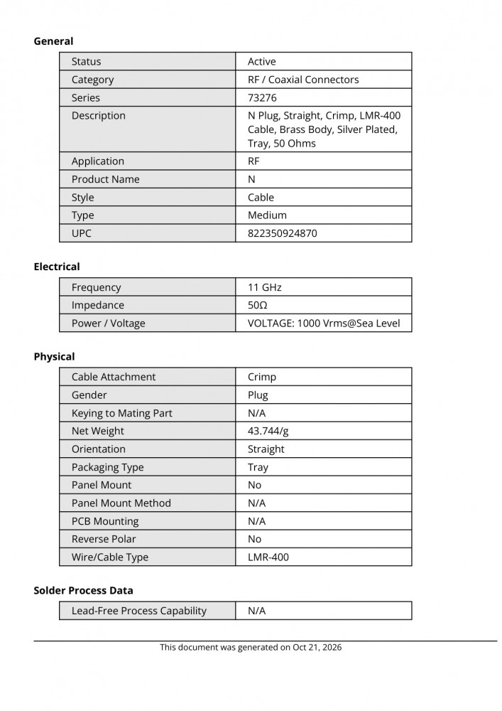 Technical document page 2 for product 732760110