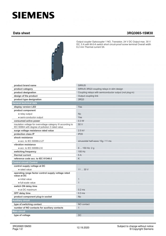 3RQ30651SM30 technical document page 1