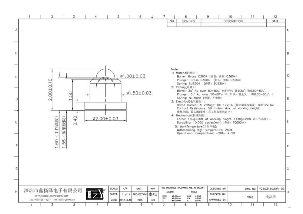 YZ50315020R-03 specification page 3