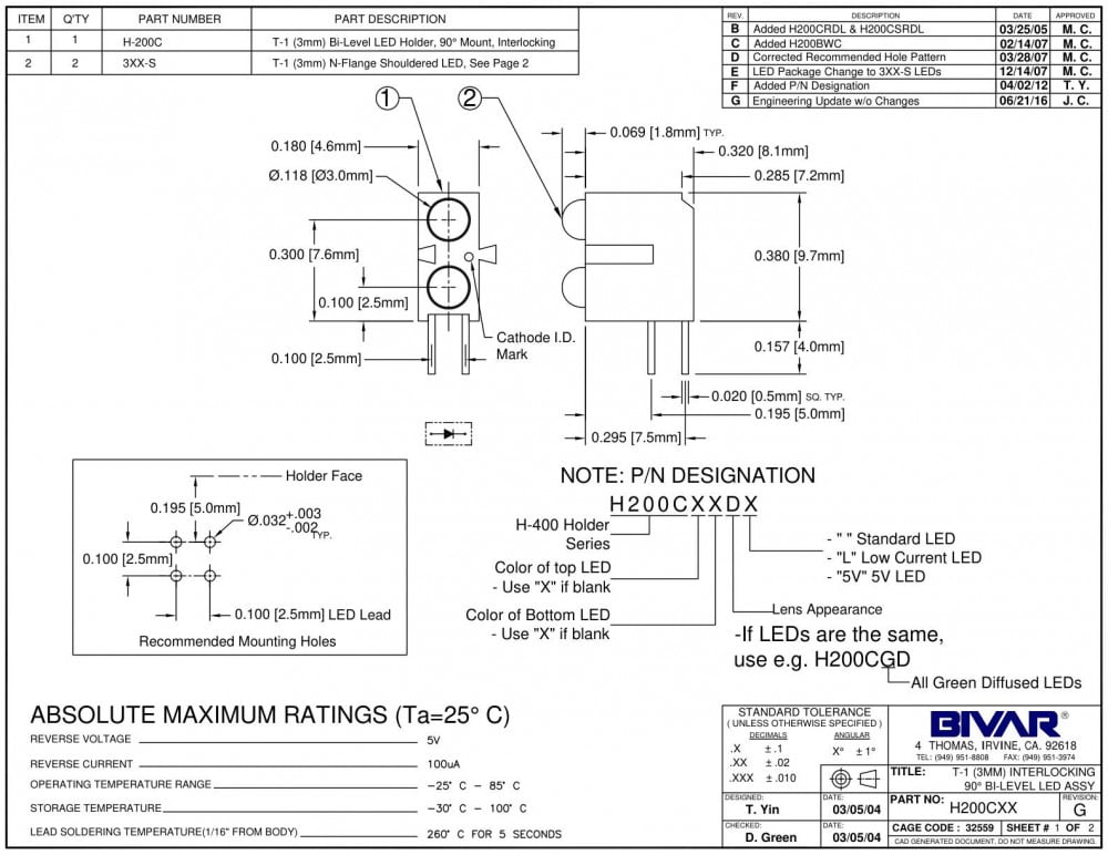 BIVAR H200C assembly drawing page 1