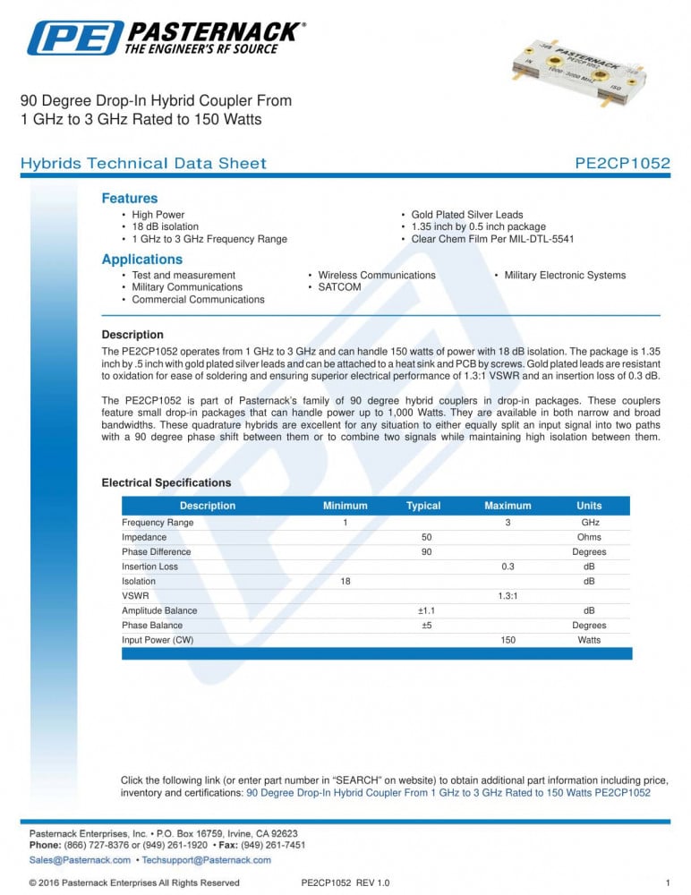 PE2CP1052 datasheet page 1