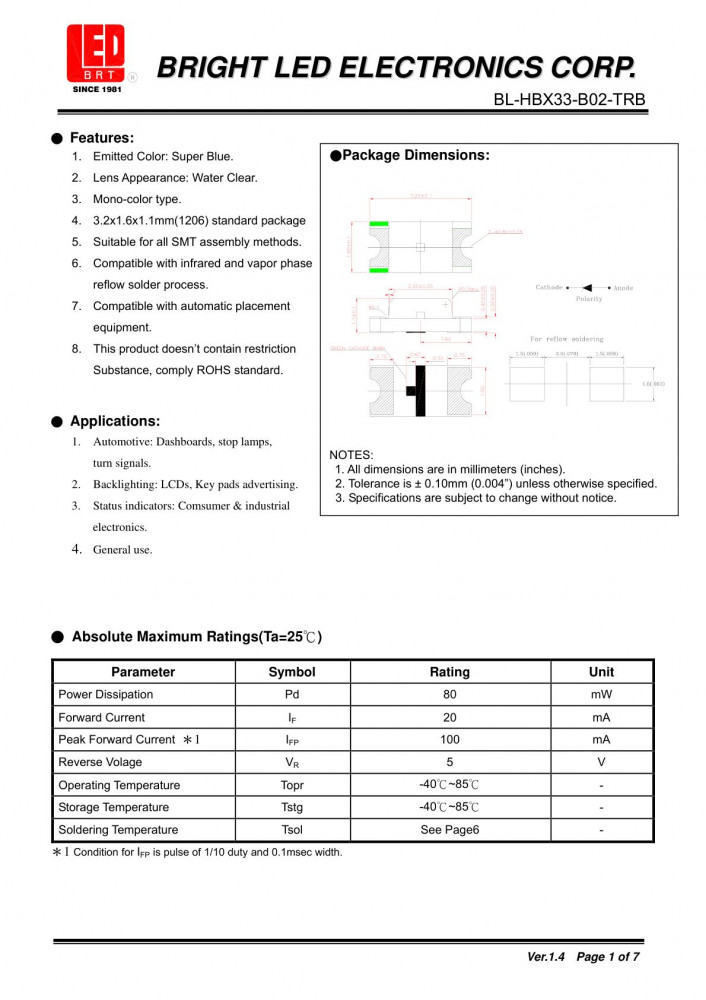 BL-HBX33-B02-TRB datasheet page 1