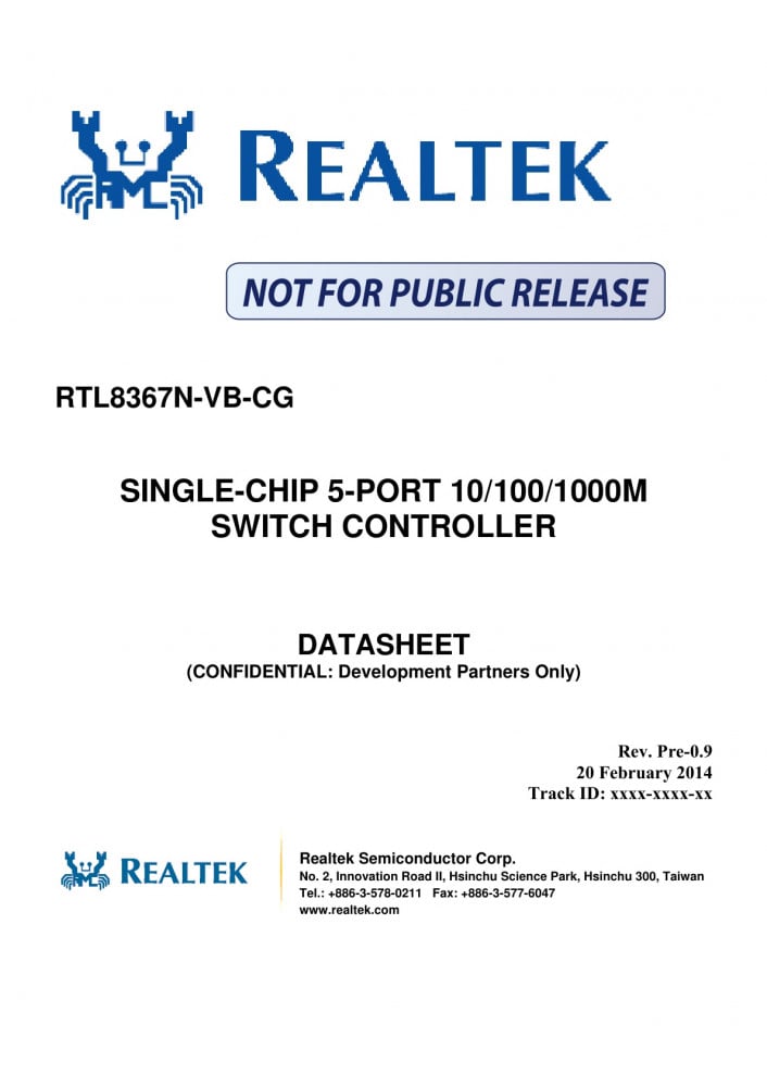 RTL8367N-VB-CG datasheet page 1