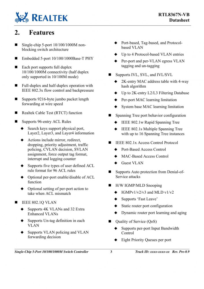 RTL8367N-VB-CG datasheet page 10
