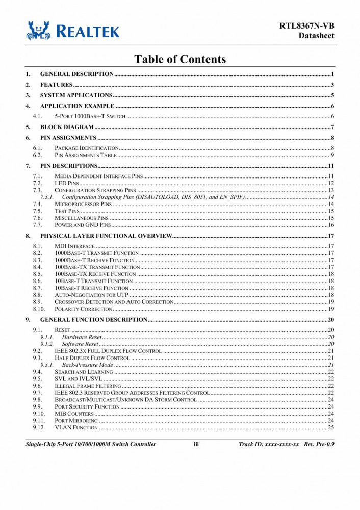 RTL8367N-VB-CG datasheet page 3