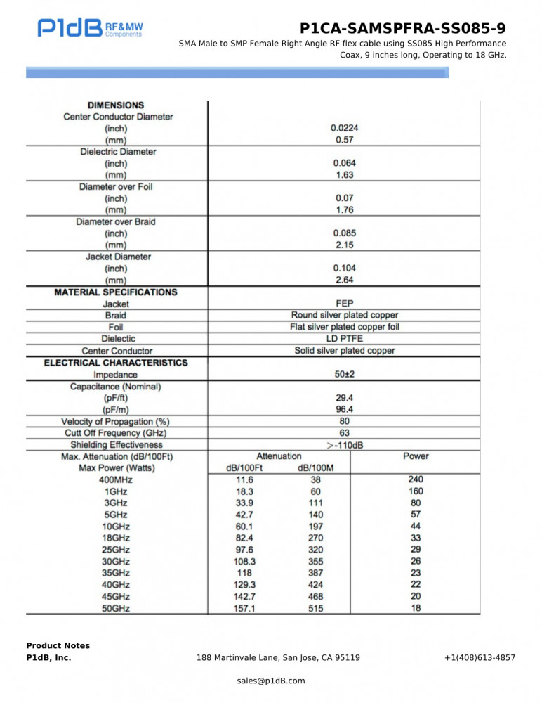 P1CA-SAMSPFRA-SS085-9 technical document page 3