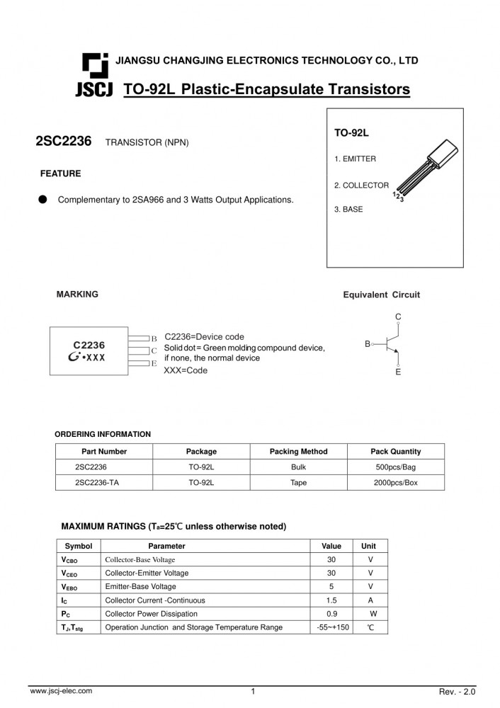 2SC2236-TA datasheet page 1