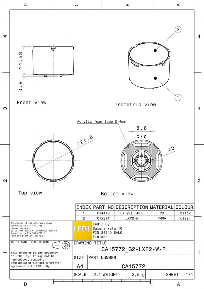 LEDiL G2-LXP2-W-P drawing CA15772