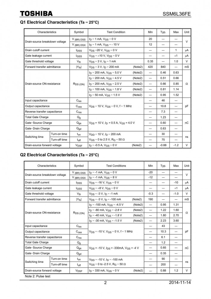SSM6L36FE,LM datasheet page 2