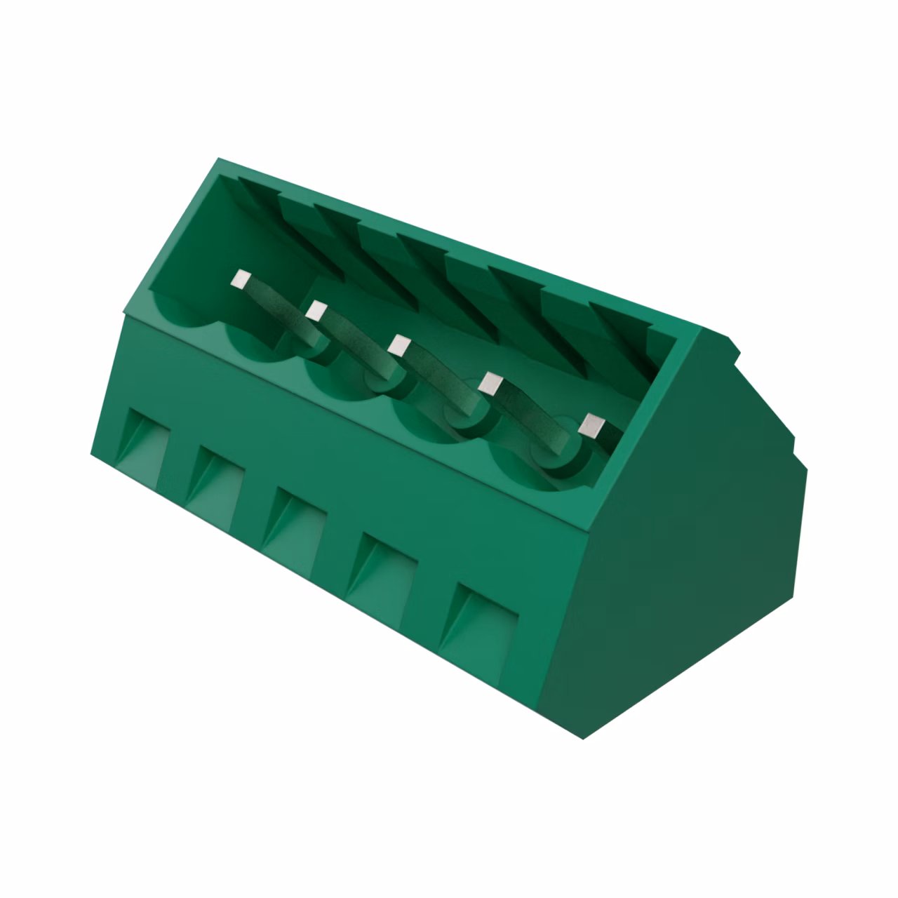 5.00mm Pitch Eurostyle 45° Angle PCB Header, Closed Ends, 5 Circuits, Green for sale