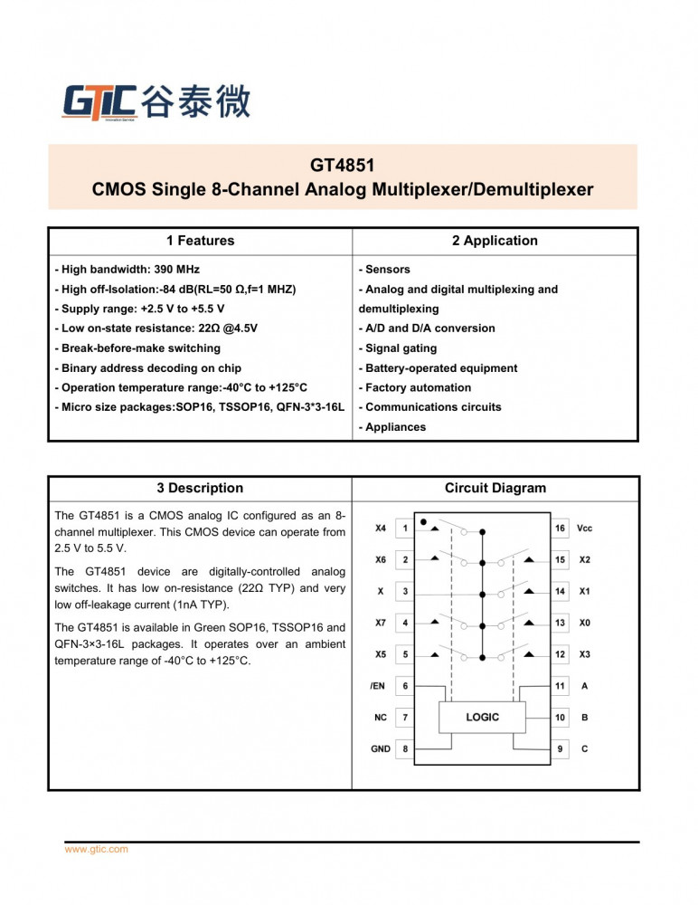 GT4851 datasheet page 1