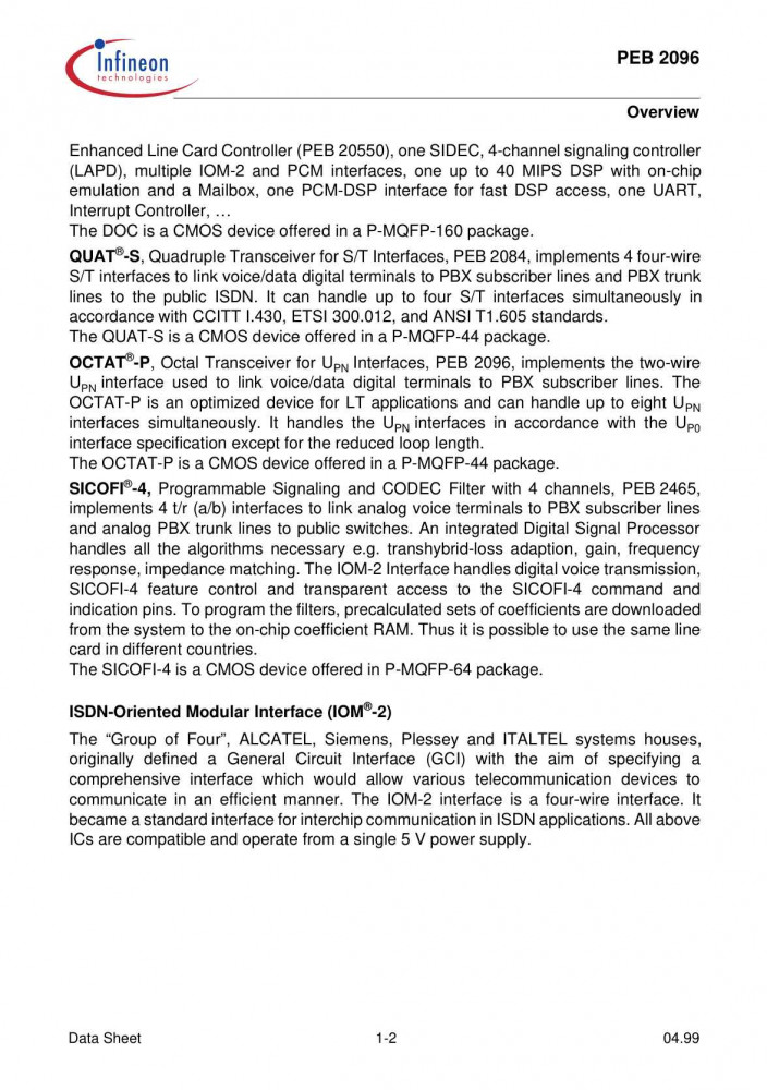 PEB2096HV2.1 datasheet page 6