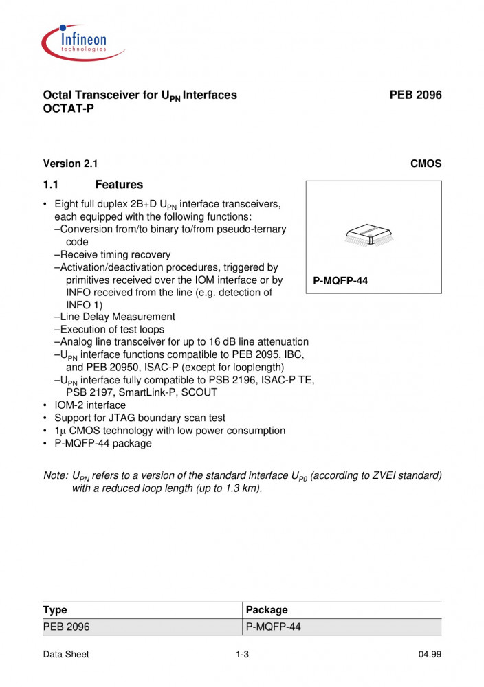 PEB2096HV2.1 datasheet page 7