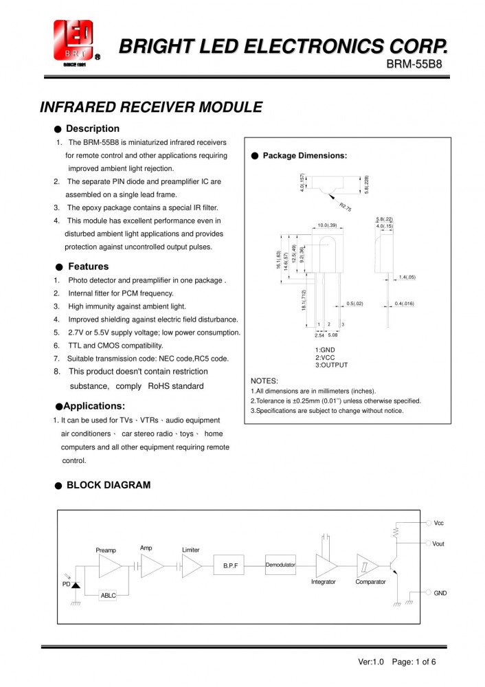 BRM-55B8 datasheet page 1