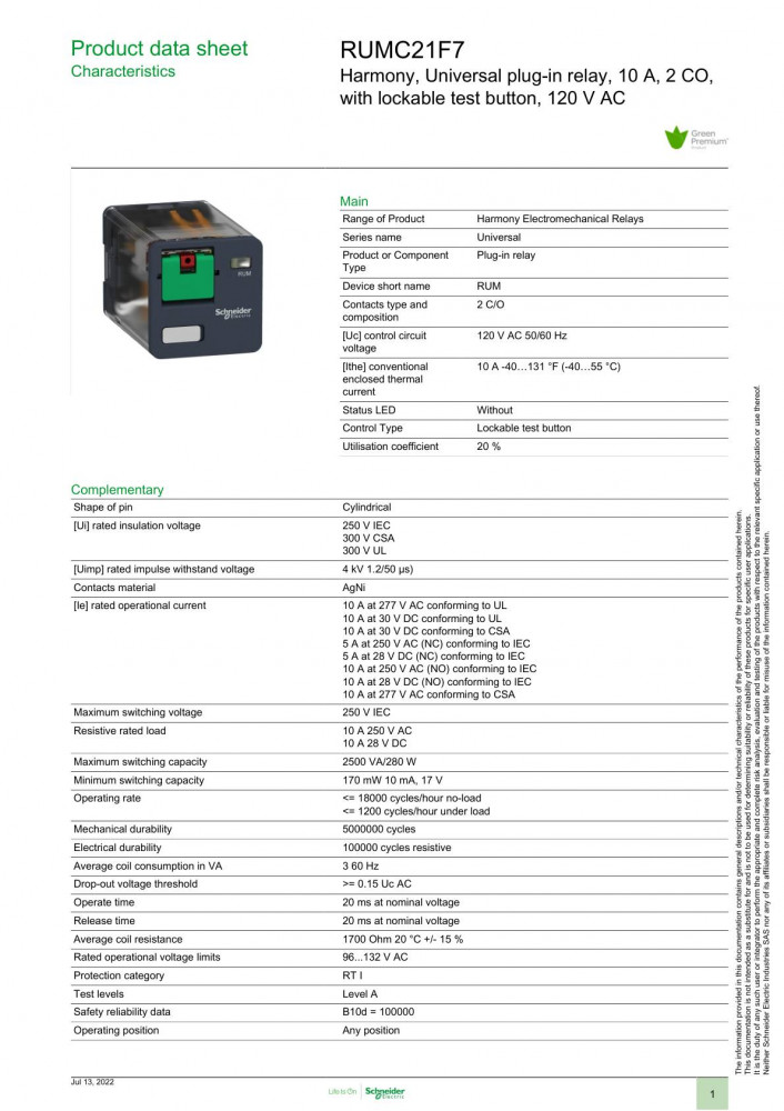 RUMC21F7 technical document page 1