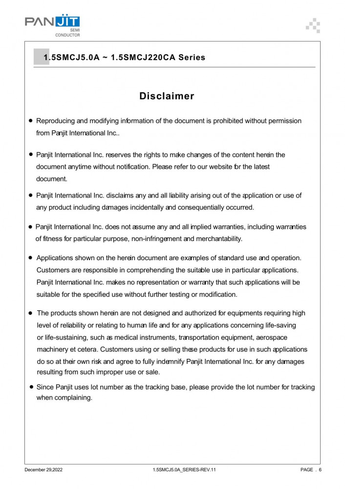 PANJIT 1.5SMCJ series datasheet page 6