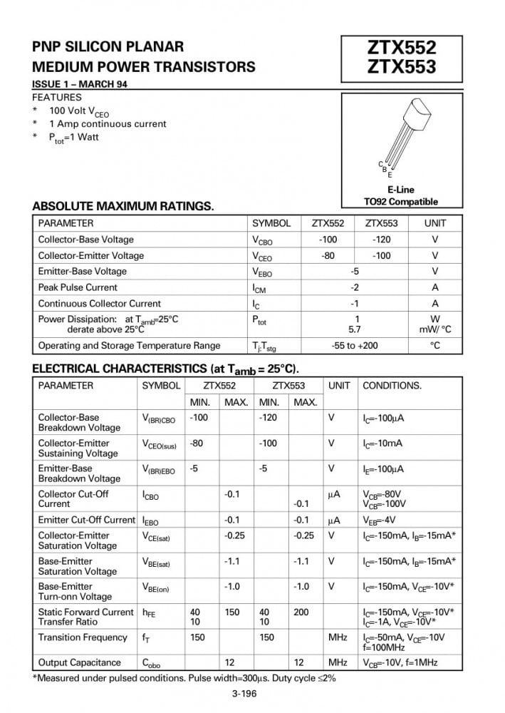 ZTX553 datasheet page 1