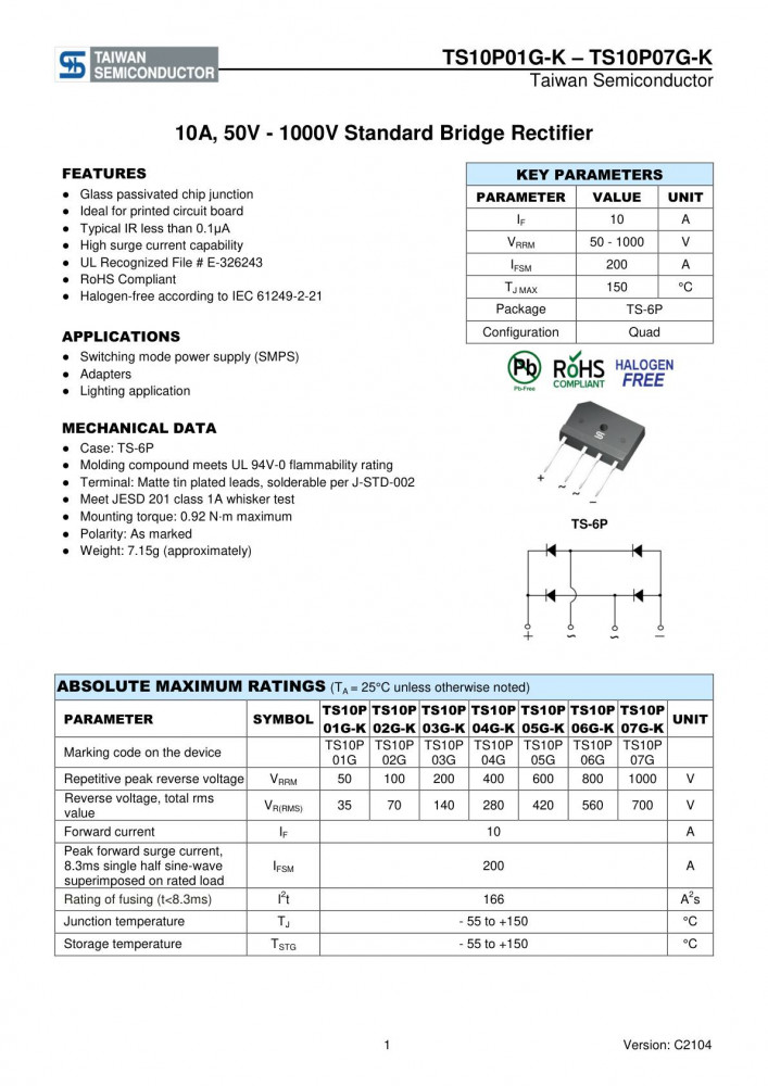TS10P07G-K datasheet page 1