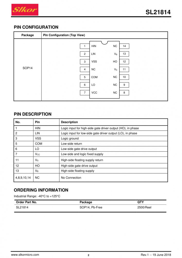 SL21814 datasheet page 2