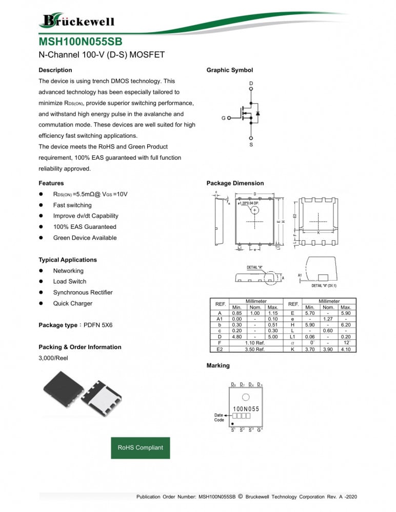 MSH100N055SB datasheet page 1
