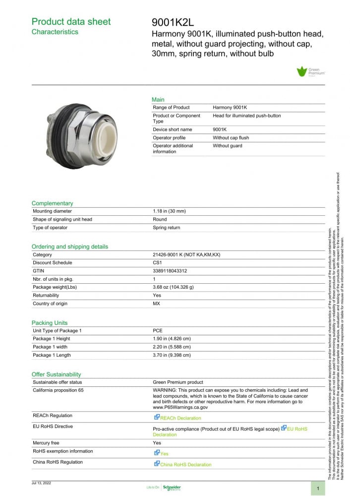 9001K2L technical document page 1