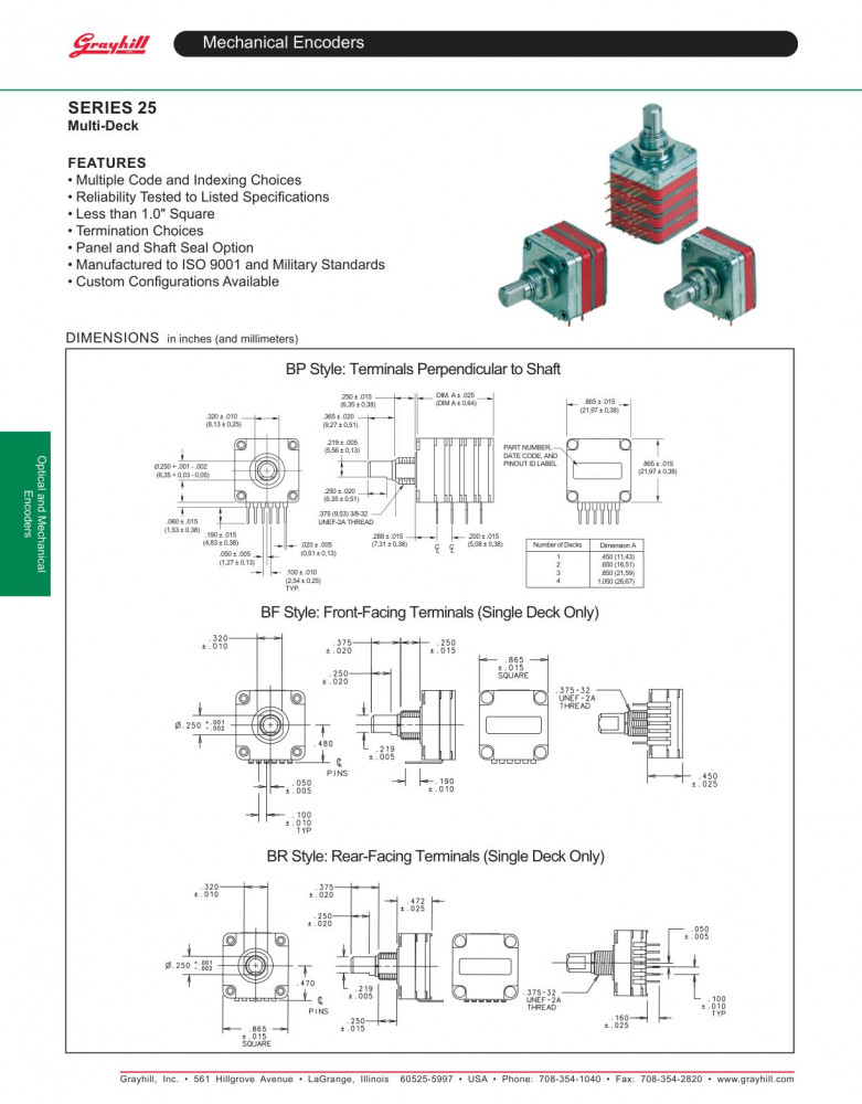 Grayhill Series 25 technical documentation page 1