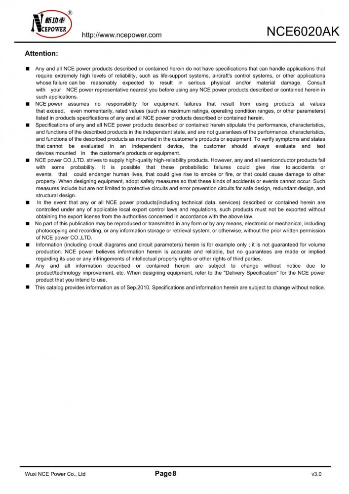 NCE6020AK datasheet page 8