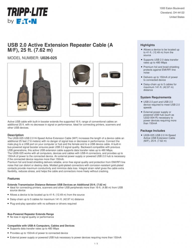 EATON U026-025 technical document page 1