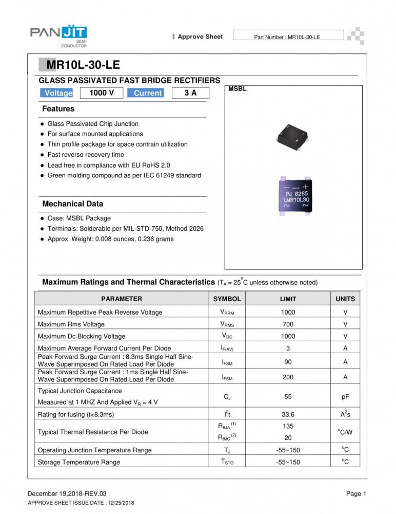 MR10L-30-LE datasheet page 1