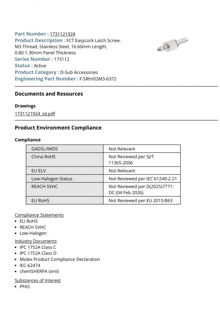 MOLEX 1731121924 drawing page 1